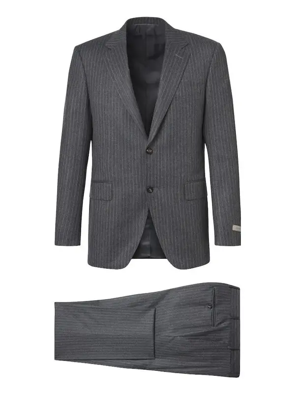 Canali Chalk Stripe Wool Suit - Grey