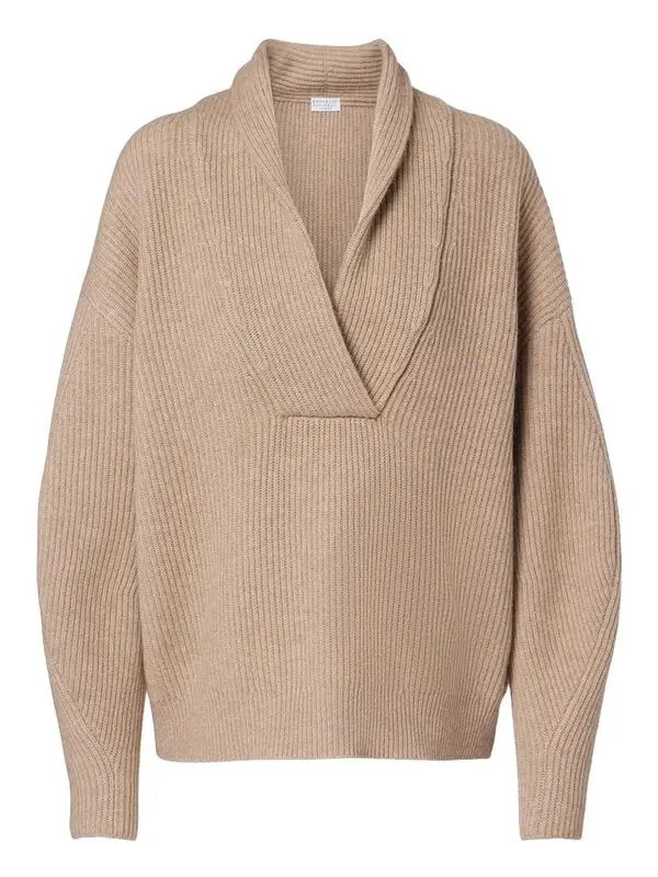 Brunello Cucinelli Ribbed-knit Cashmere Sweater - Brown