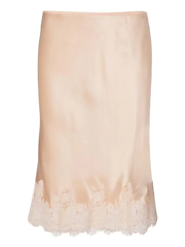 DÔEN Elenora Silk Satin Lace-trimmed Slip Skirt - Pink
