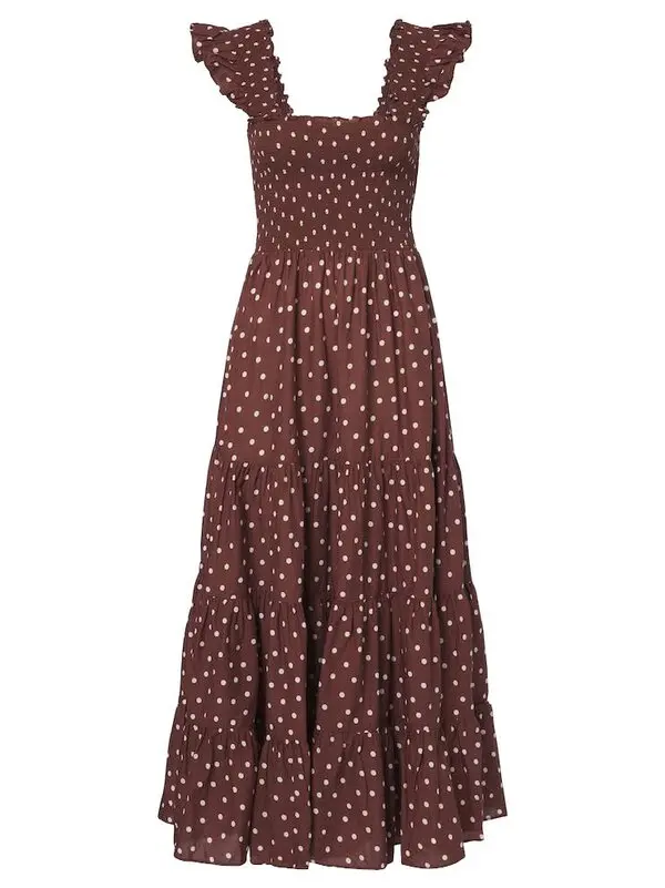 Rixo Kendall Polka Dot Cotton Midi Dress - Brown
