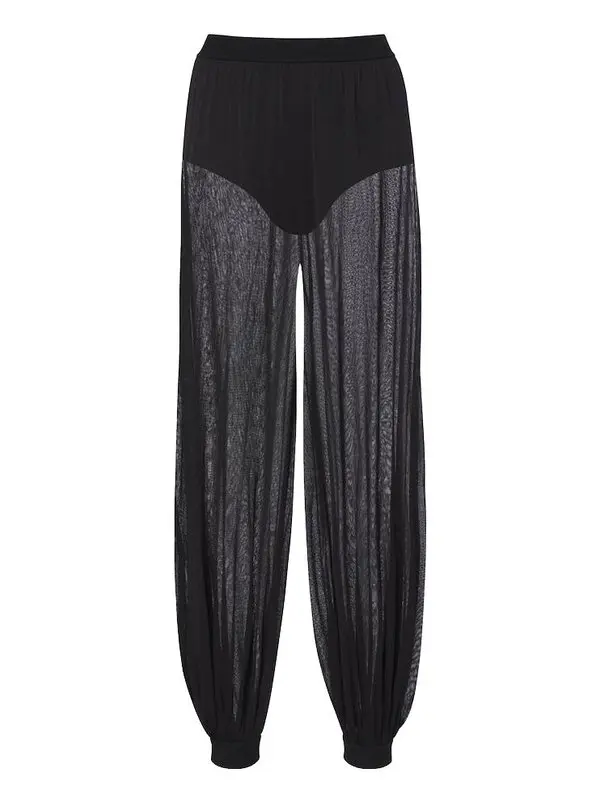 Simkhai Flora Sheer Knit Balloon Pants - Black