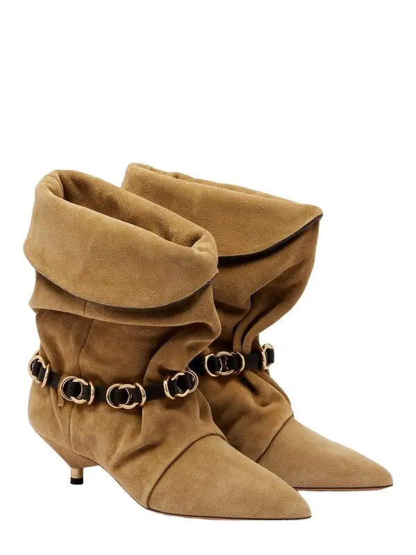 Isabel Marant Étoile Edrik Embellished Suede Ankle Boots - Beige