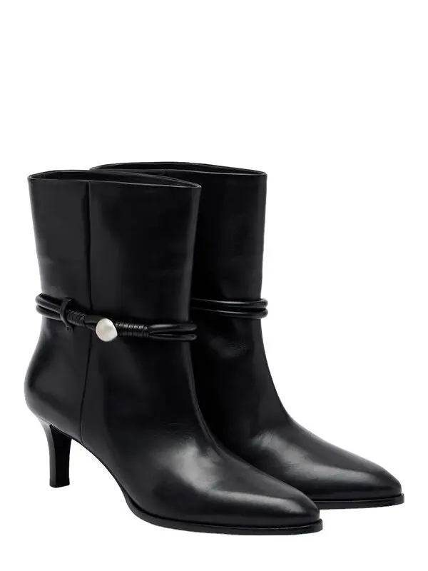 Isabel Marant Étoile Telsa Embellished Leather Ankle Boots - Black