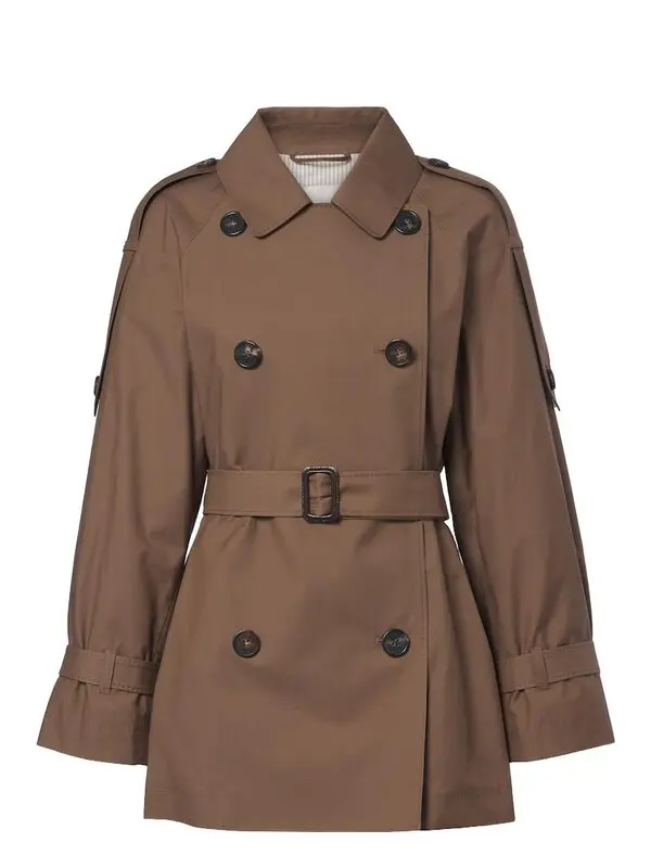 Max Mara Cropped Cotton-blend Twill Trench Coat - Brown