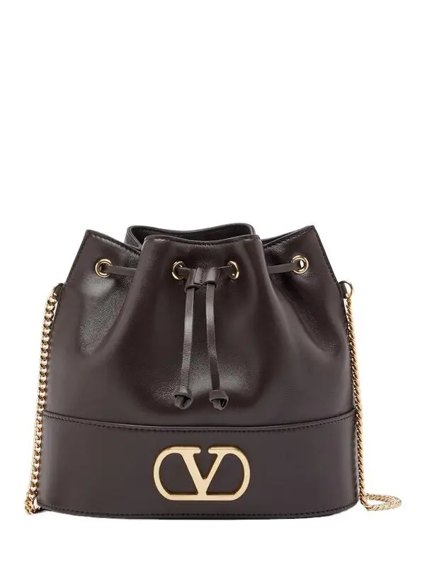 Valentino Garavani Vlogo Mini Leather Bucket Bag - Brown