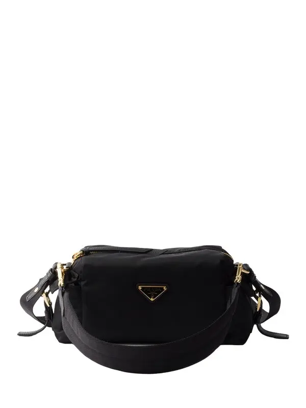 Prada Small Re-nylon And Leather Shoulder Bag - Black