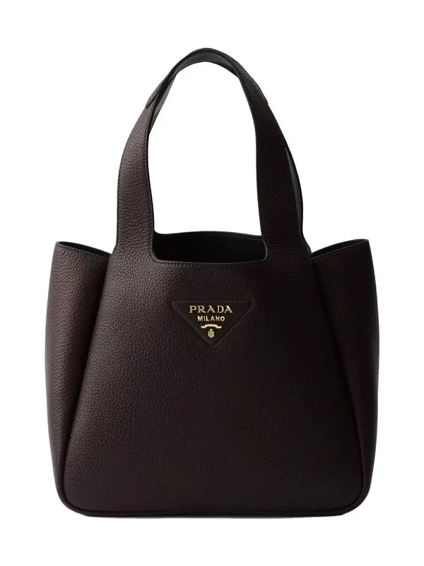 Prada Small Leather Tote Bag - Brown