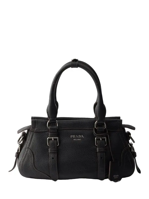 Prada Large Leather Tote Bag - Black