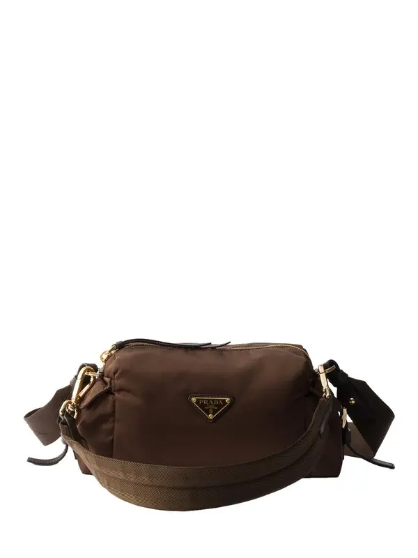 Prada Small Re-nylon And Leather Shoulder Bag - Brown