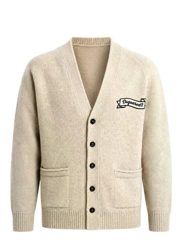 Dsquared2 Logo Patch Cardigan - Neutrals