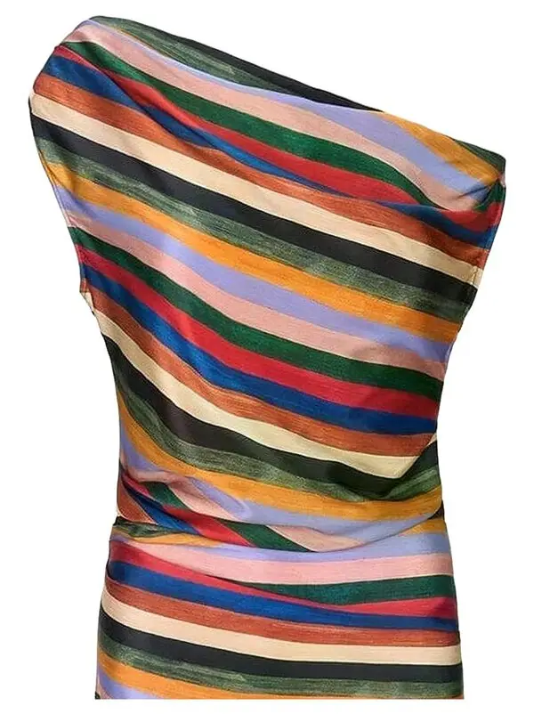 Staud Phare Striped Silk Maxi Dress - Black