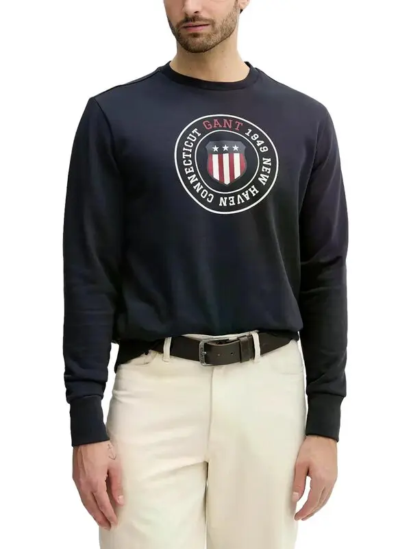 Gant Logo Print Crew Neck Sweatshirt - Blue