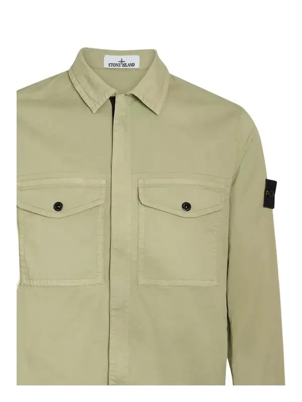 Stone Island Compass-patch Pocket-detail Shirt - Green