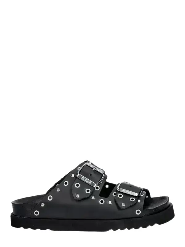 DR. SCHOLL'S SHOES Beatriz Ring Eyelet Embellished Slides - Black