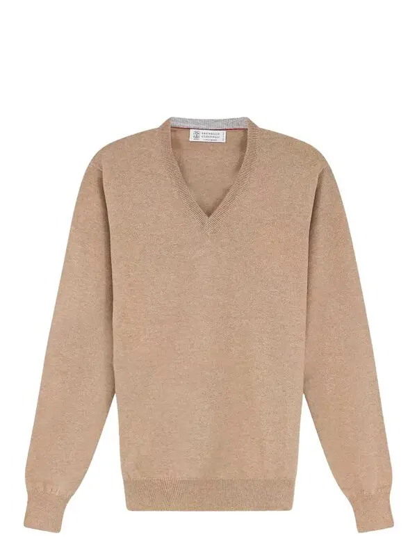 Brunello Cucinelli V-neck Knitted Sweater - Neutrals