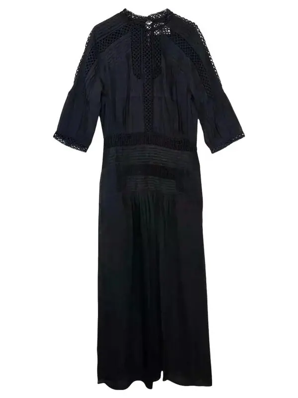 MARANT ETOILE Guipure Lace Pintuck Maxi Dress - Black