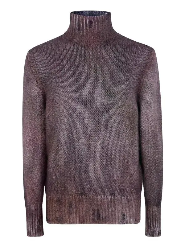 Avant Toi Distressed Roll-neck Sweater - Brown
