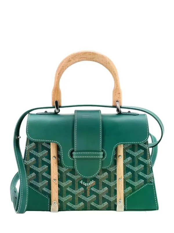Goyard Structured Saigon Top Handle Bag Coated Canvas With Leather Mini Satchel - Green