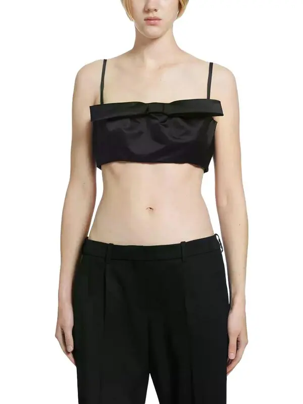 Givenchy Satin Cropped Blouse With Bow Detail - Black