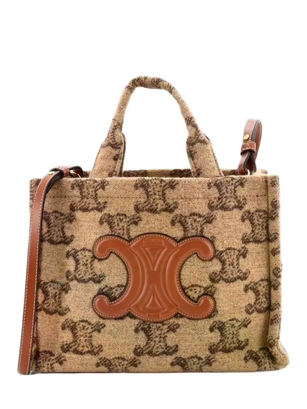 Celine Cabas Thais Triomphe Wool Small Tote Bag - Brown