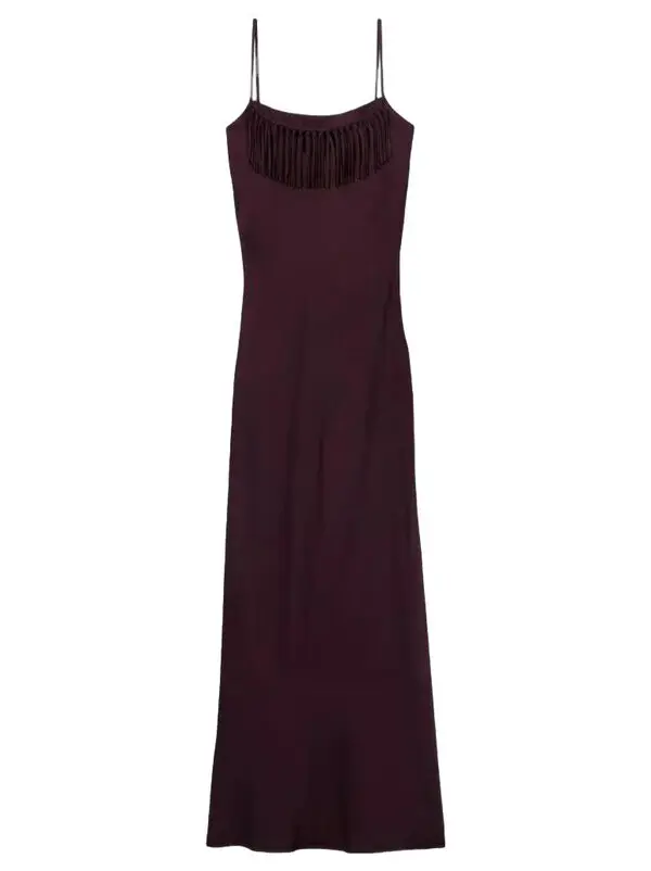 Claudie Pierlot Spaghetti Strap Fringe Detail Dress - Purple