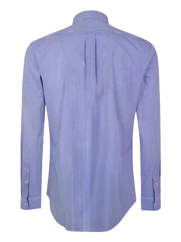 Polo Ralph Lauren Hairline-stripe Embroidered-logo Shirt - Blue
