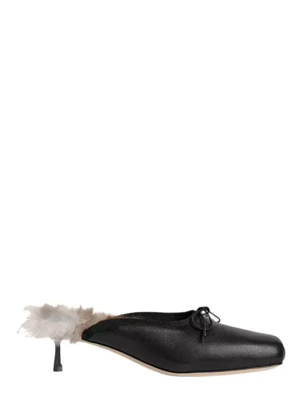 Simone Rocha Square-toe Mules With Faux-fur Lining - Black