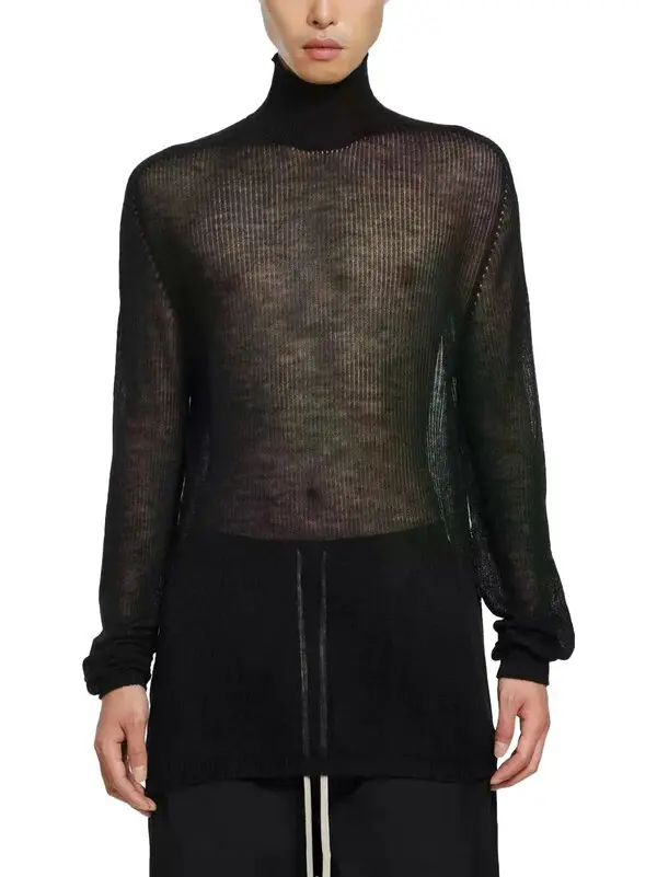 Rick Owens Tower Ribbed Cashmere Sweater - Black