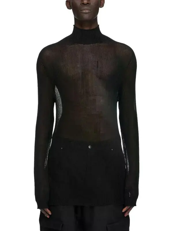 Rick Owens Tower Ribbed Cashmere Sweater - Black
