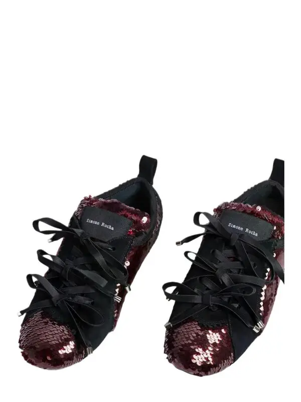 Simone Rocha Sequin Embellished Ballerina Sneakers - Red