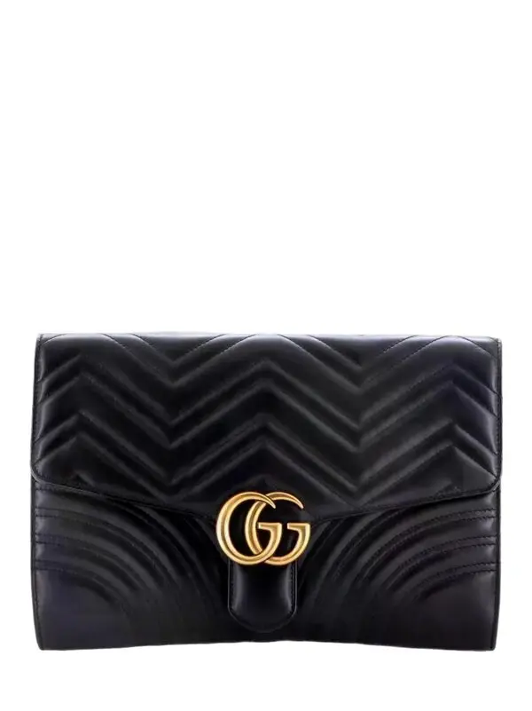 Gucci Gg Marmont Matelassé Leather Clutch Bag - Black