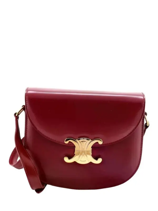 Celine Triomphe Besace Clea Leather Shoulder Bag - Red