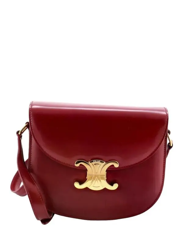 Celine Triomphe Besace Clea Leather Shoulder Bag - Red