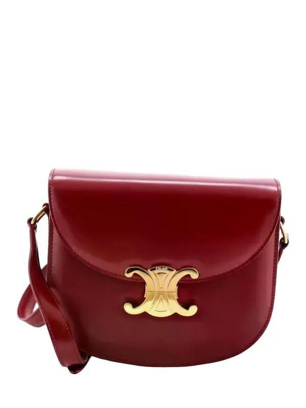 Celine Triomphe Besace Clea Leather Shoulder Bag - Red