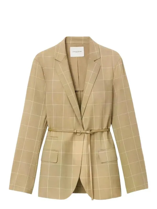 Lafayette 148 New York Neapolitan Belted Checked Jacket - Neutrals