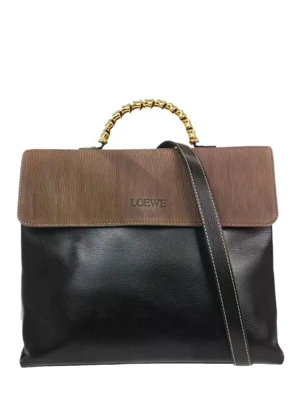 Loewe 1990-2000s Textured Leather Tote Bag - Black