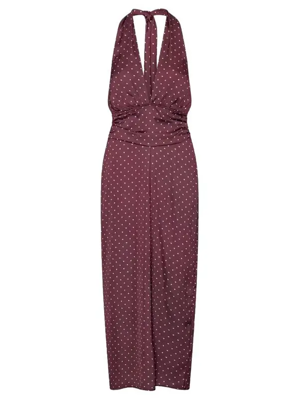 ROTATE BY BIRGER CHRISTENSEN Halterneck Polka Dot Maxi Dress - Red