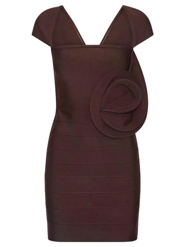 ROTATE BY BIRGER CHRISTENSEN Rose Cap-sleeve Mini Dress Dark - Brown