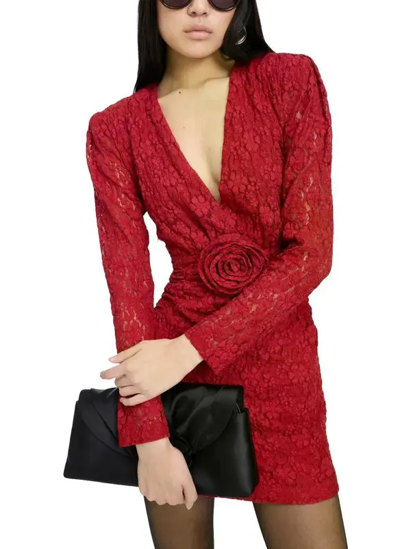 ROTATE BY BIRGER CHRISTENSEN Lace Mini Dress - Red