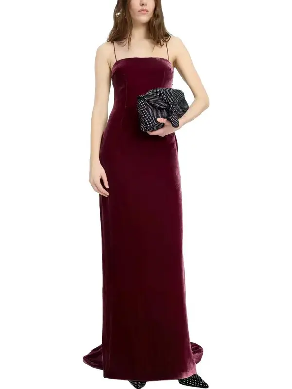 ROTATE BY BIRGER CHRISTENSEN Silk Velvet Strap Dress - Red