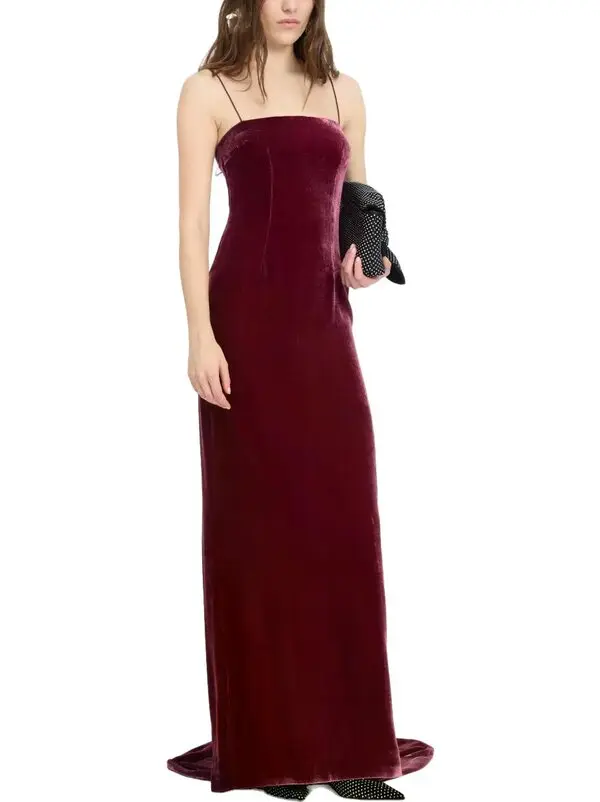 ROTATE BY BIRGER CHRISTENSEN Silk Velvet Strap Dress - Red
