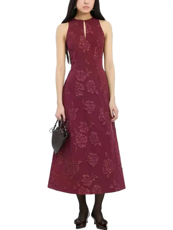 ROTATE BY BIRGER CHRISTENSEN Jacquard Flared Dress - Red