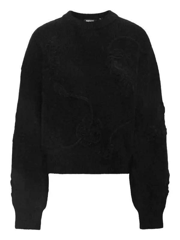 ROTATE BY BIRGER CHRISTENSEN 3d Flower Knit Sweater - Black
