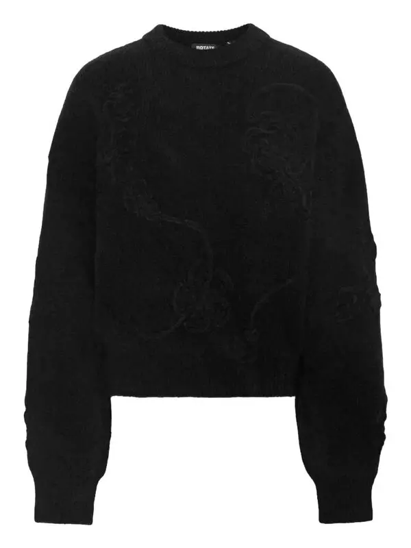 ROTATE BY BIRGER CHRISTENSEN 3d Flower Knit Sweater - Black