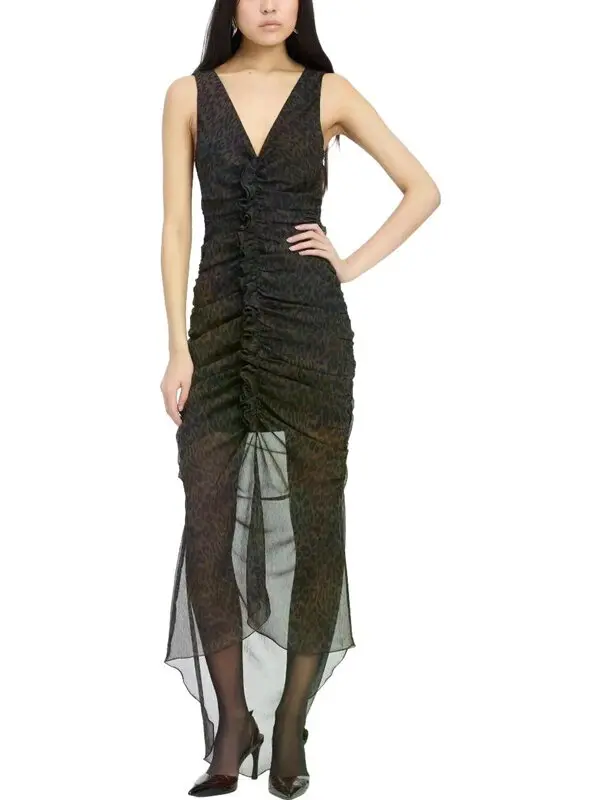 ROTATE BY BIRGER CHRISTENSEN Ruched Midi Dress - Brown