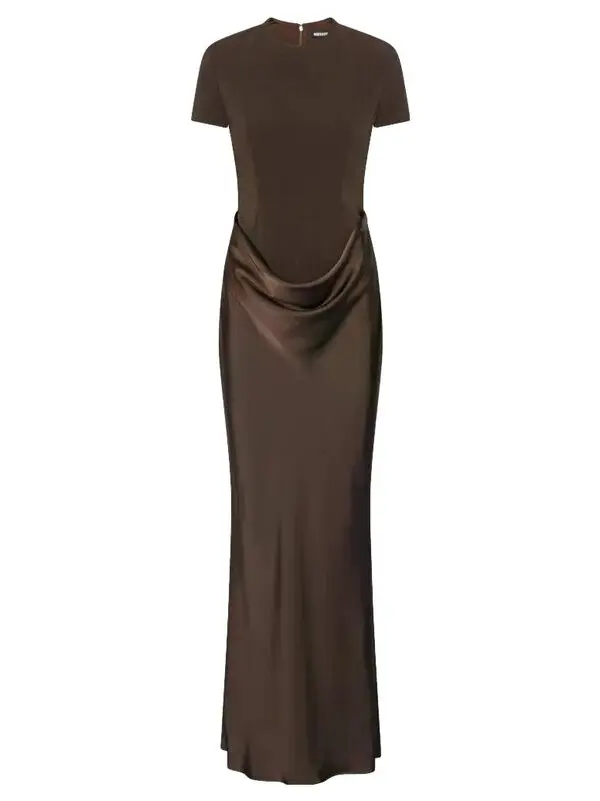 ROTATE BY BIRGER CHRISTENSEN Capsleeve Draped Maxi Dress - Brown