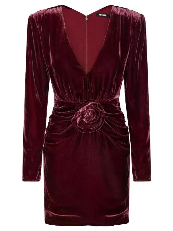 ROTATE BY BIRGER CHRISTENSEN Silk Velvet Mini Dress - Red