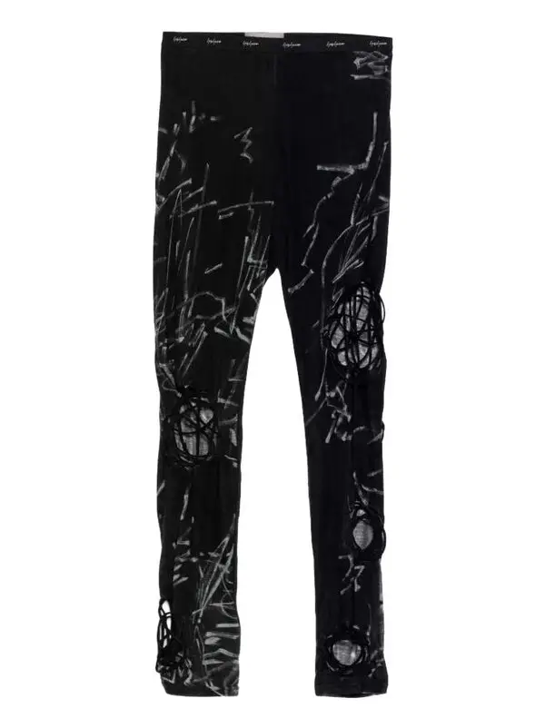 Yohji Yamamoto Abstract-print Leggings - Black