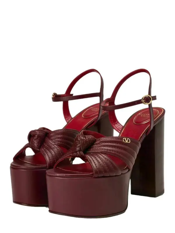 Valentino Garavani Vlogo Signature Knotted Platform Sandals - Red