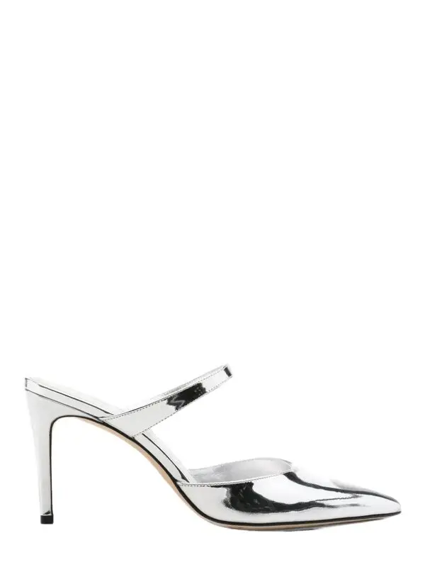 STUART WEITZMAN Metallic Pointed-toe Mules - Silver